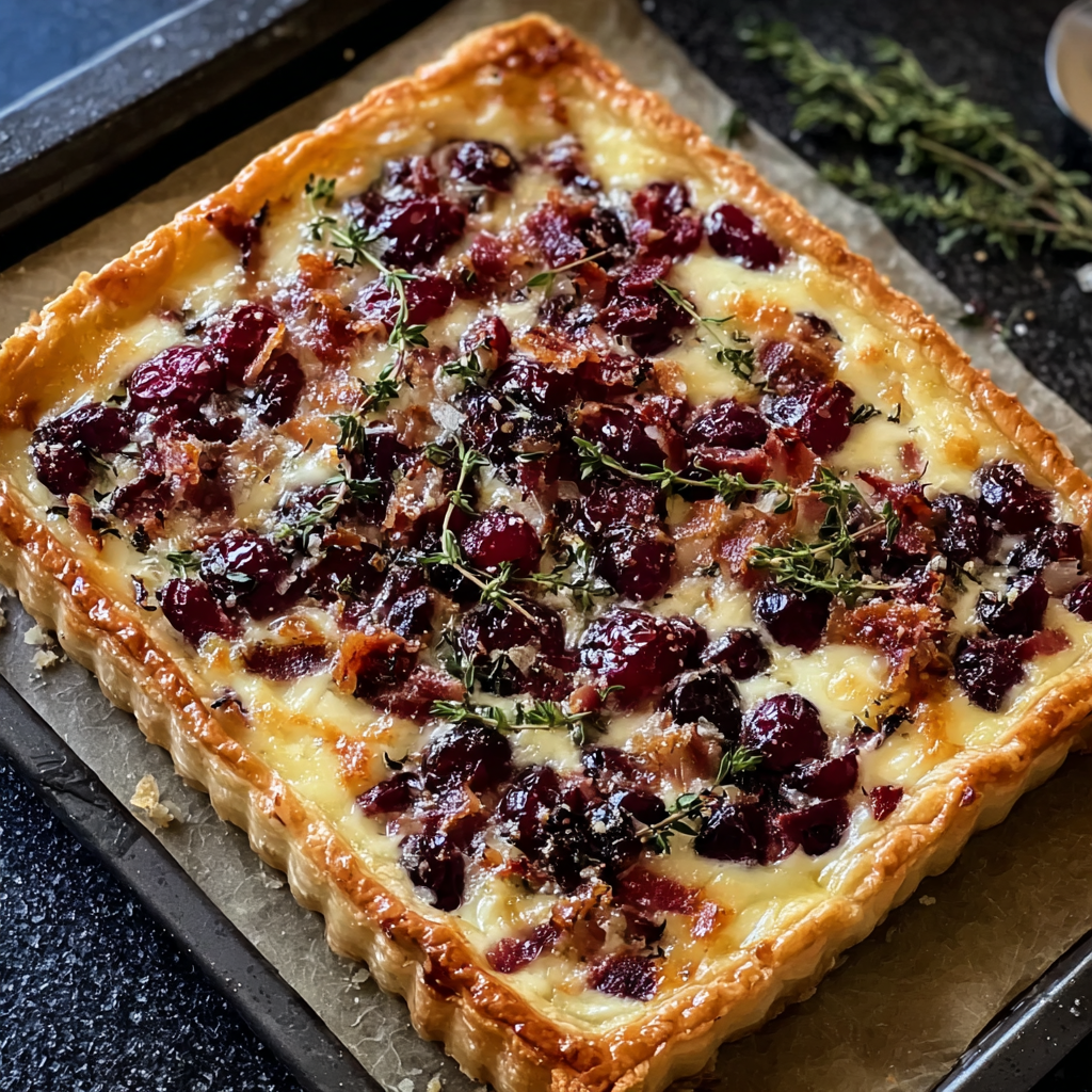 Cranberry Brie Tart with Pancetta & Thyme