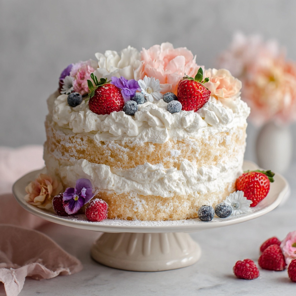 Whipped Cream-Topped Spring Cake : Light, Fluffy & Perfect for Spring ...