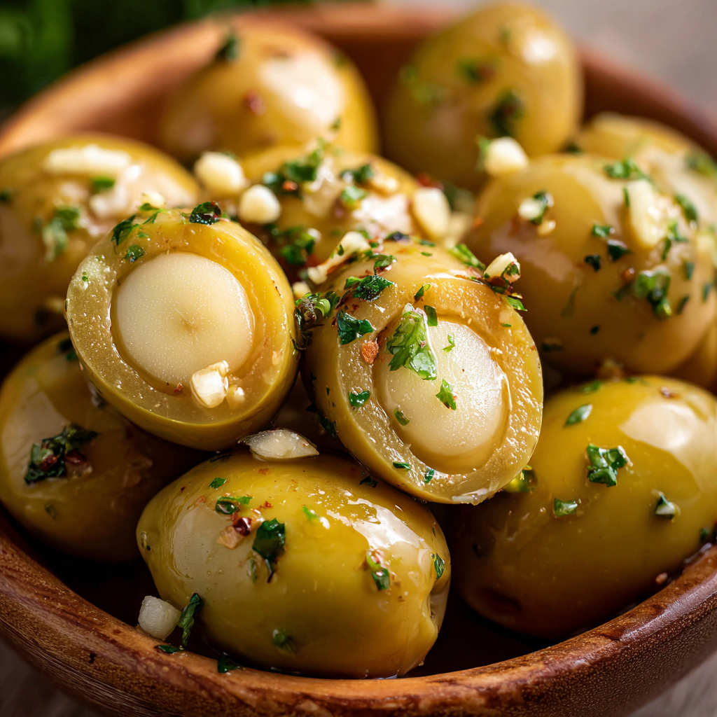 Homemade Garlic-Stuffed Olives