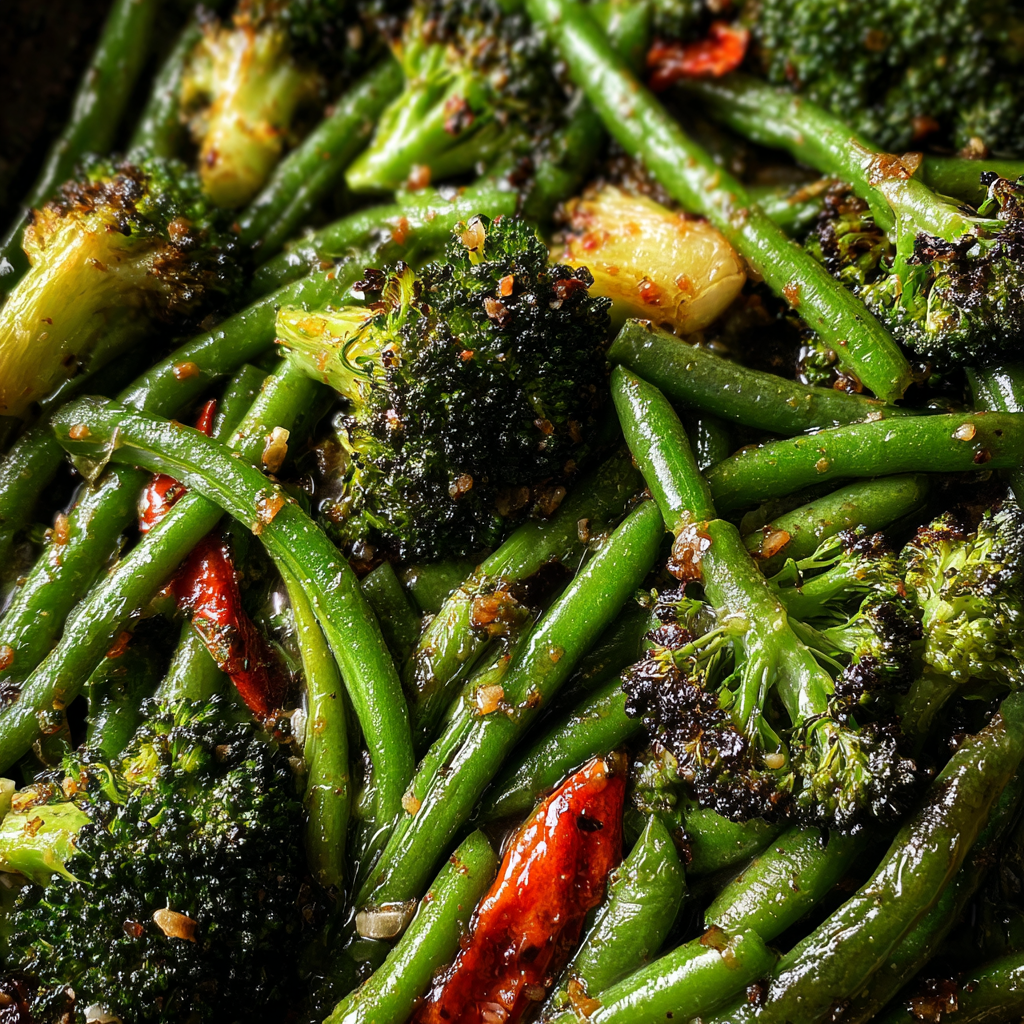 Roasted Broccoli and Green Beans
