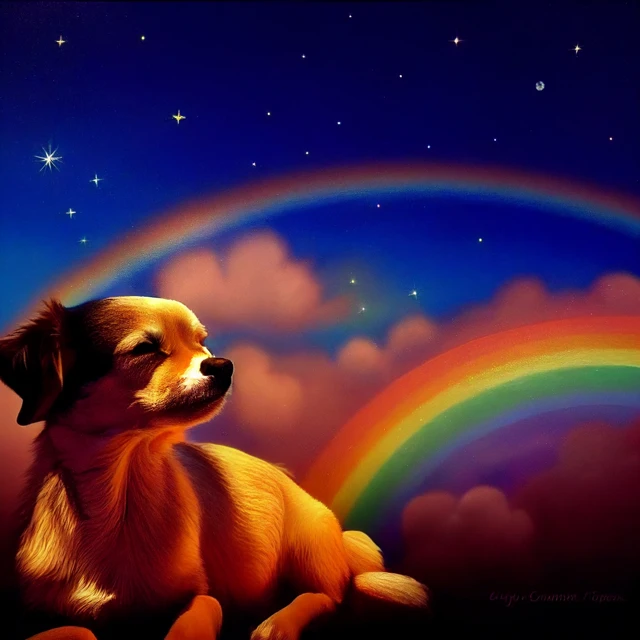 chihuahua sleeping on a rainbow, halo, heavenly, | Midjourney | OpenArt