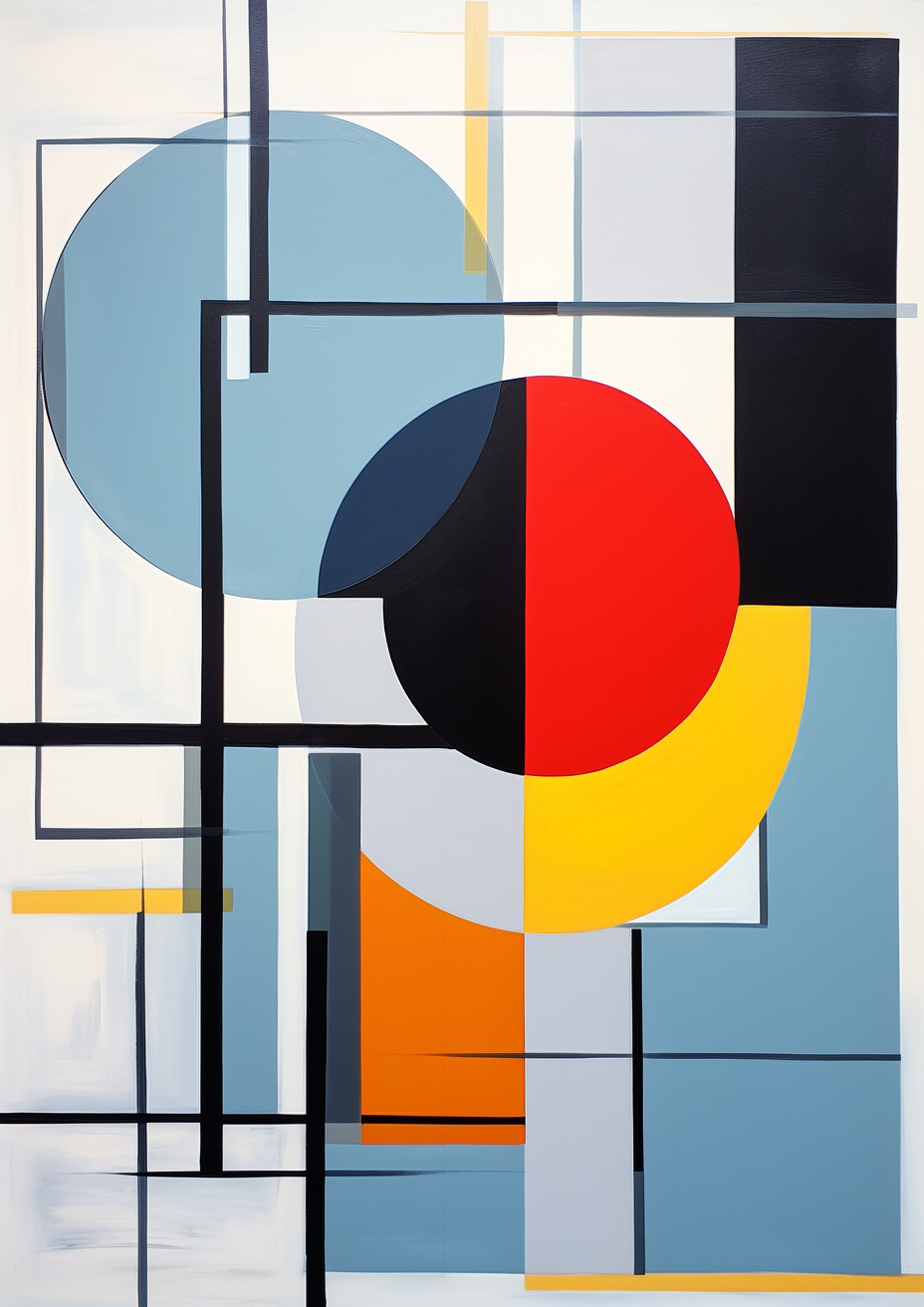 A dynamic abstract painting with bold geometric shapes, a modern twist ...