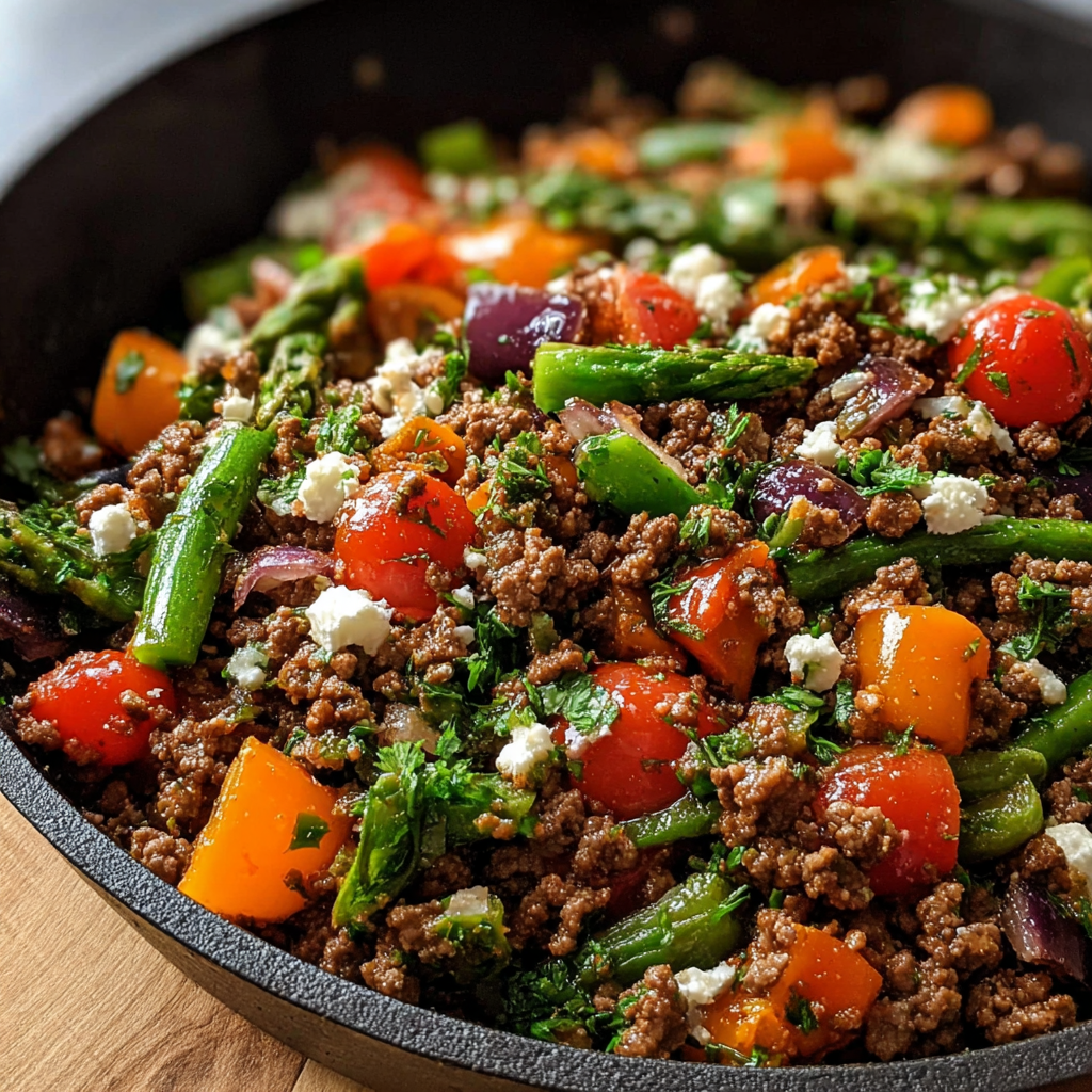 Mediterranean Ground Beef Stir Fry