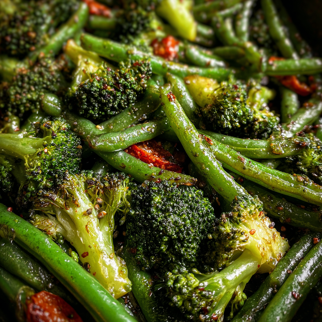 Roasted Broccoli and Green Beans