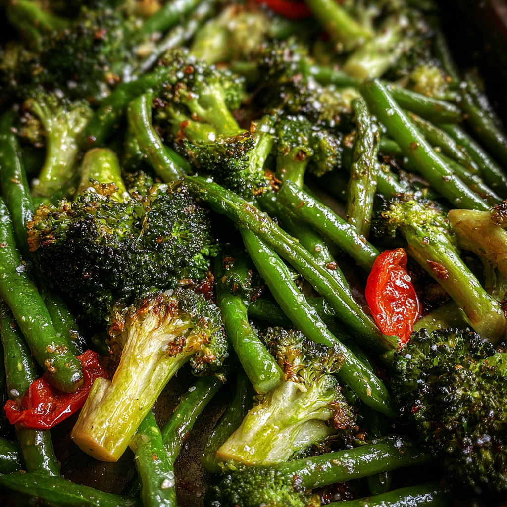 Roasted Broccoli and Green Beans
