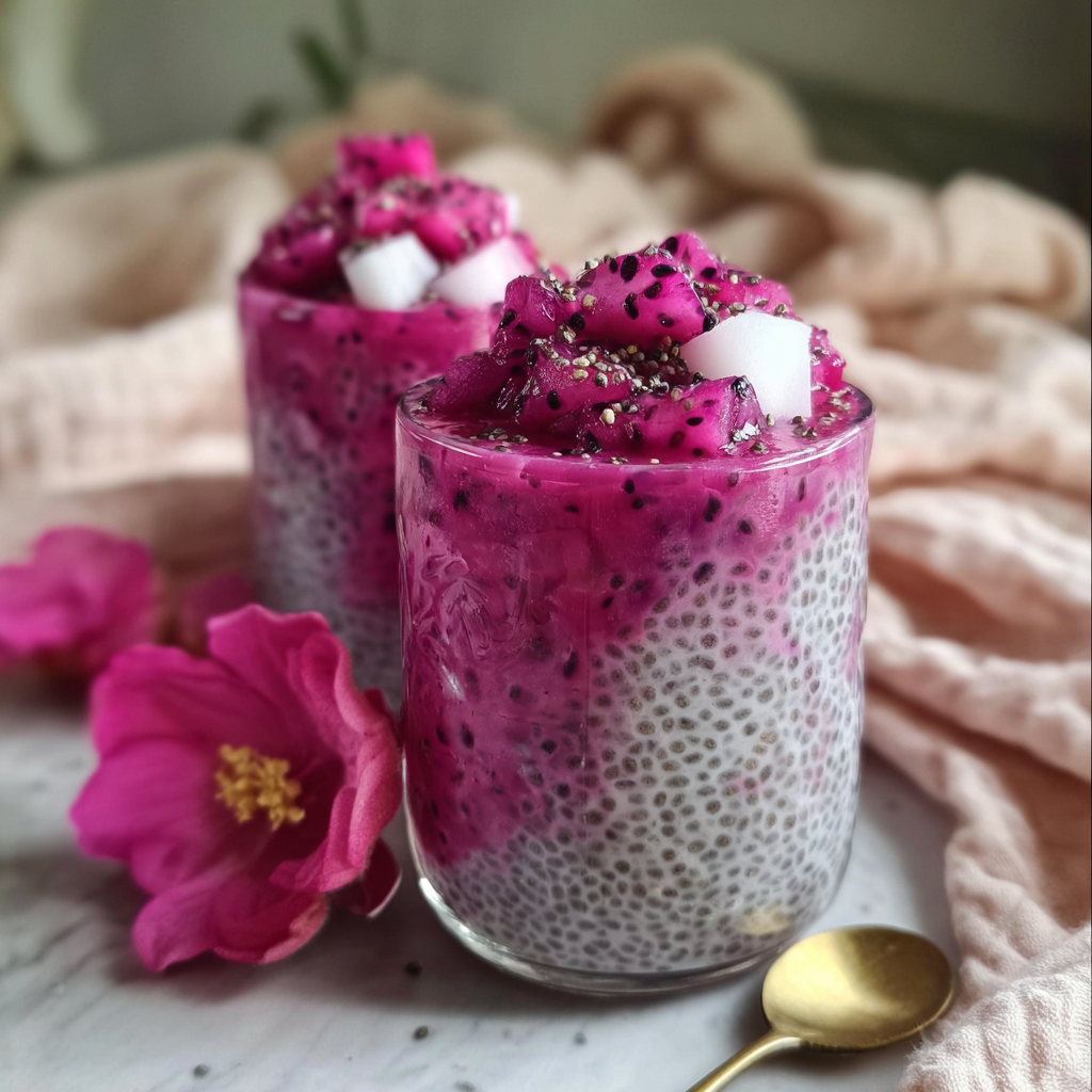 Pink Pitaya Coconut Chia Parfaits
