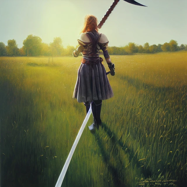 barefoot knight girl | Midjourney