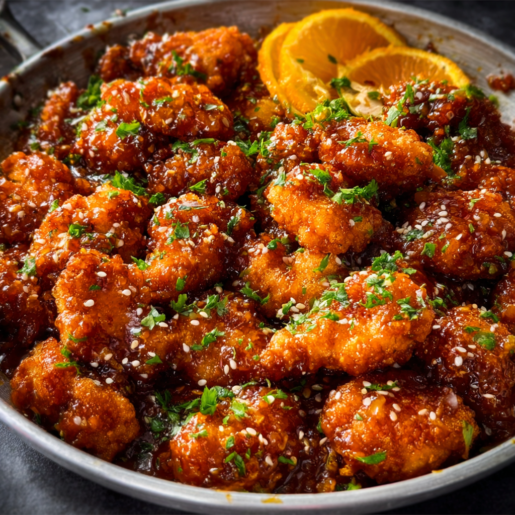 Baked Orange Chicken made with Panda Express Orange Chicken Copycat Sauce