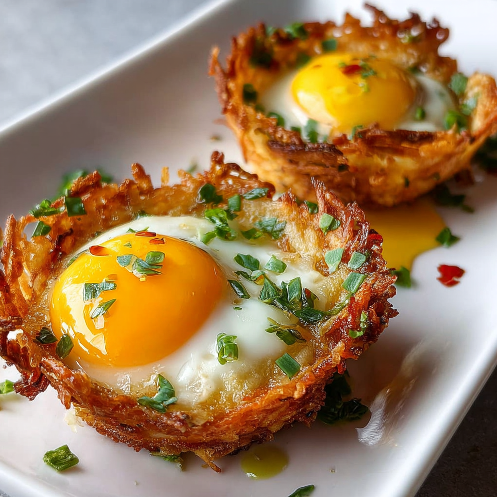 Eggs in Crispy Hash Brown Baskets – Ellie Kitchen