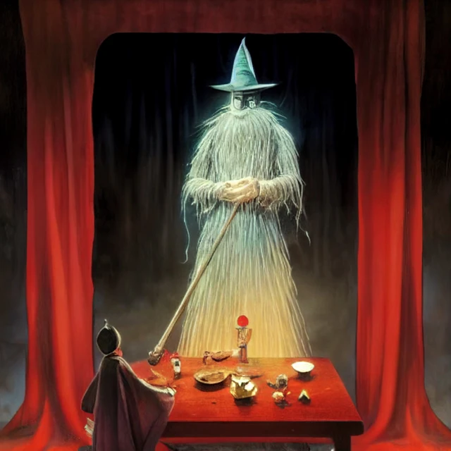 The wizard gave tin man a heart that bleeds.Did he | Midjourney