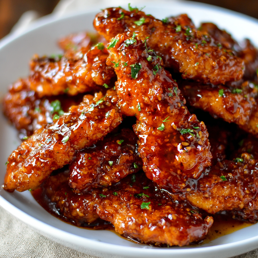 Sweet & Spicy Sticky Chicken Tenders (5 Ingredients!)