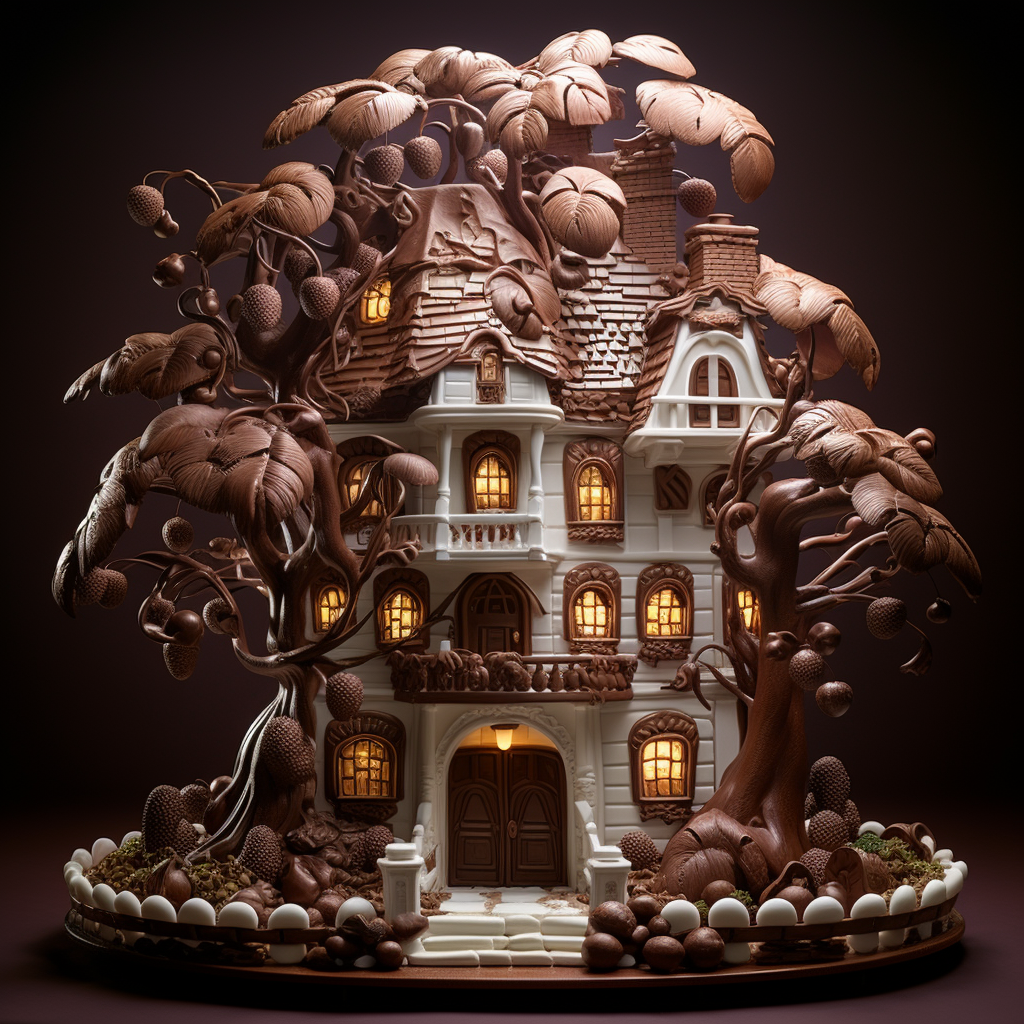 a house made entirely out of chocolate, white chocolate, dark chocolate ...