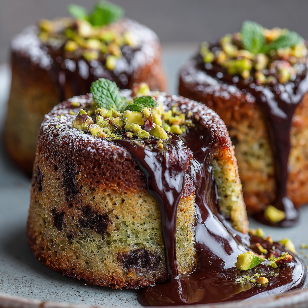 Pistachio Chocolate Lava Cakes