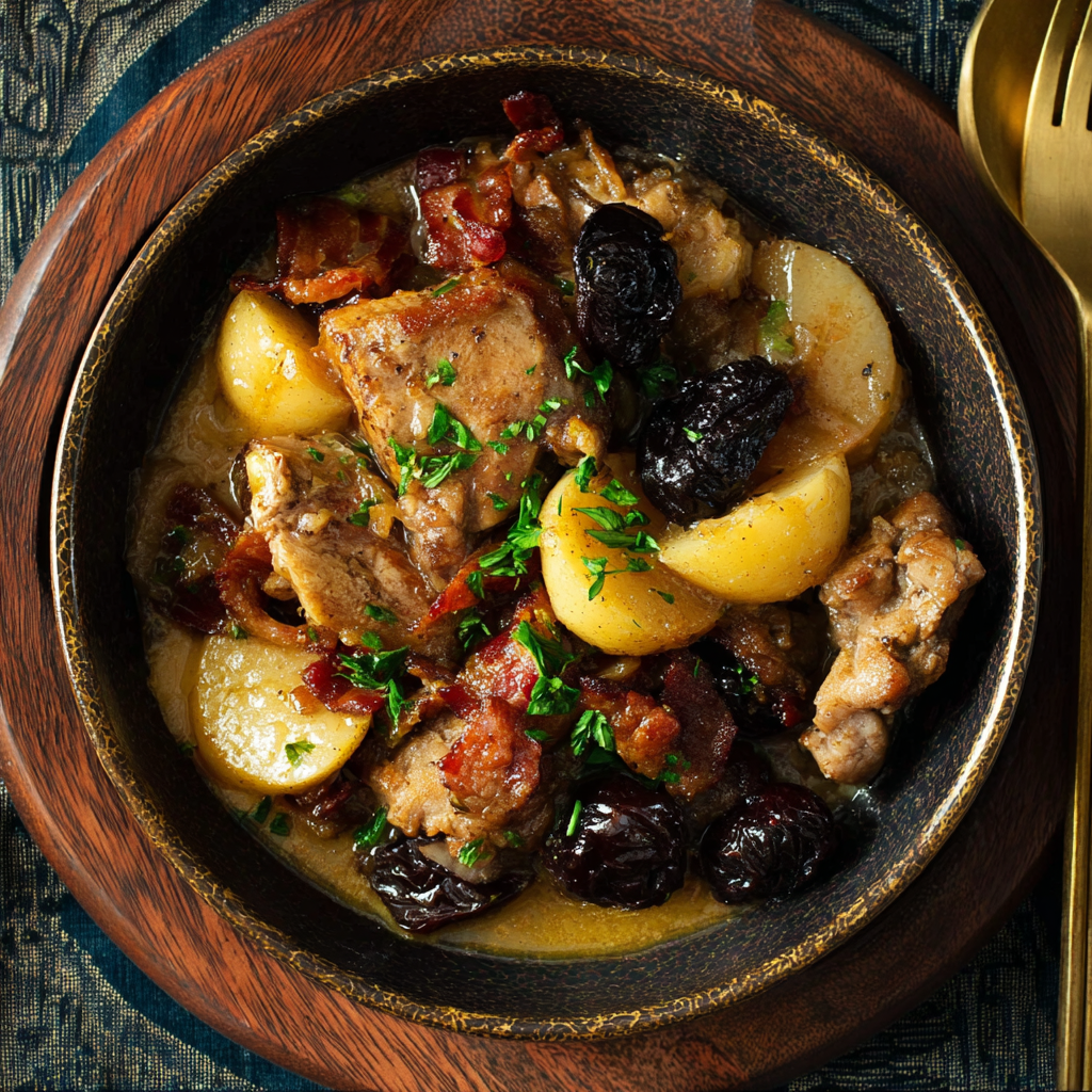 Pork Stew with Bacon, Apples, and Prunes - all moms recipes