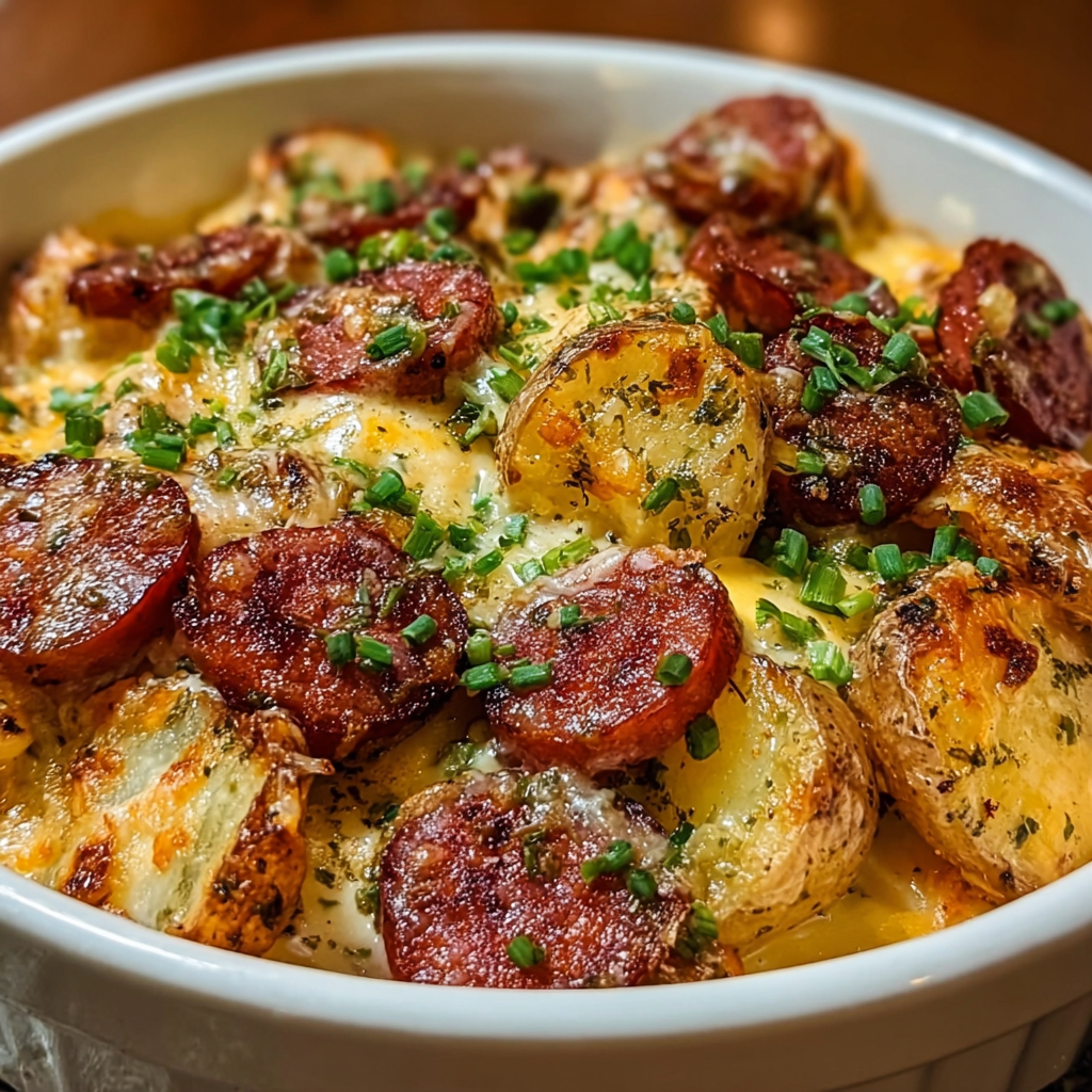 Cheesy Ranch Potatoes with Smoked Sausage - Sophie's Touch