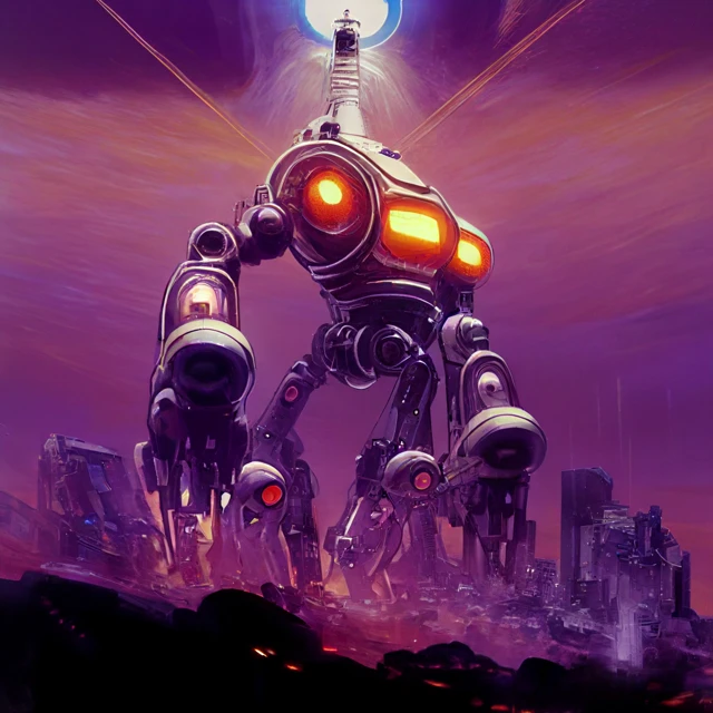 Gigantic and massive alien Cyclops war robot the size | Midjourney ...