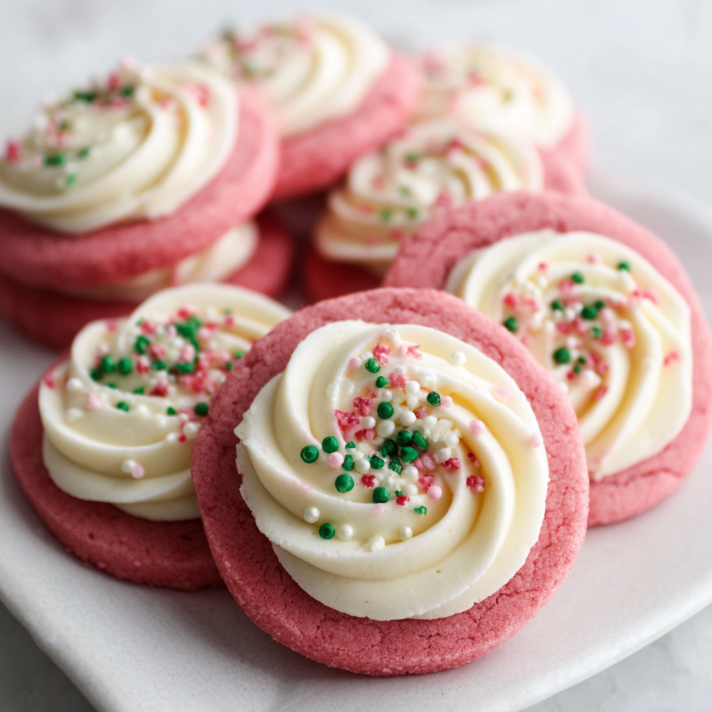 Christmas Pink Velvet Cookies with Cream Cheese Frosting - all moms recipes