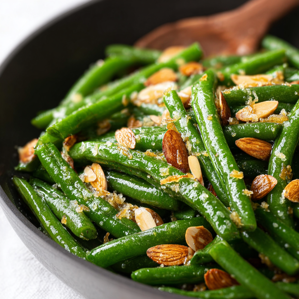 Green Beans Almondine with Garlic and Toasted Almonds - Sophie's Touch
