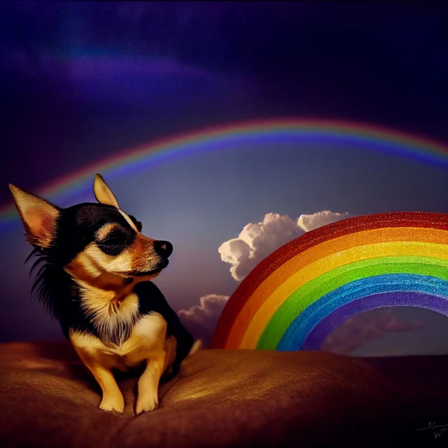 chihuahua sleeping on a rainbow, halo, heavenly, | Midjourney | OpenArt