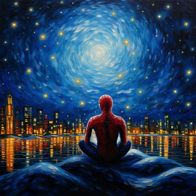 spiderman in starry night. small spiderman Ai image generated by ...