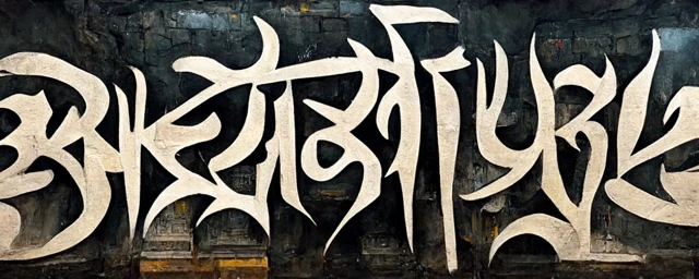 Brutalist Hyperdelic Calligraphy Graffiti Exhibtion, | Midjourney