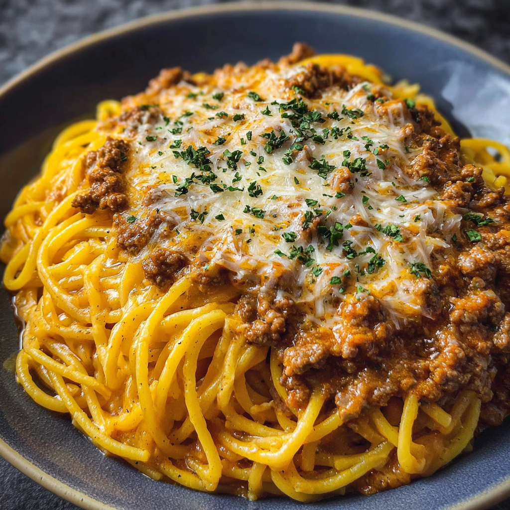 Creamy Velveeta Spaghetti with Italian Beef Sauce - all moms recipes